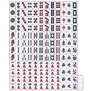 Yellow Mountain Imports Professional Chinese Mahjong Game Set, Double Happiness (Green) with 146 Medium Size Tiles - for Chinese Style Game Play [專業中式麻將]