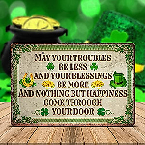 N NAMESISS All Over Printed, Shamrock Metal Sign, Irish Decor, Irish Decoration, St Patrick Day Decorations, Patrick Day Decor, 12x8 Inches Metal Sign, Door Sign, Welcome Sign