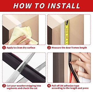 Fingwerk 40 Feet Rubber Weather Stripping Door Seal Strip, Self-Adhesive Backing D-Shape Door Weatherstripping for Door Frame Insulation Large Gap, Easy Cut to Size(Black)