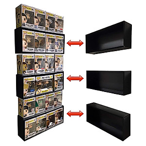 6 Single Row in Box Display Cases for 4 in. Funko Pop Collectible Toy Figures, Black Cardboard