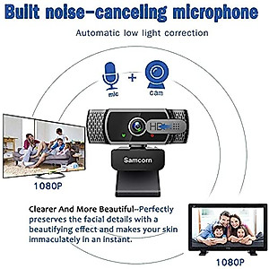 Webcam with Microphone for Desktop,1080P HD USB Webcam Live Streaming Laptop PC Computer Web Camera for Video Calling Conferencing Recording Gaming, 3D Noise Reduction