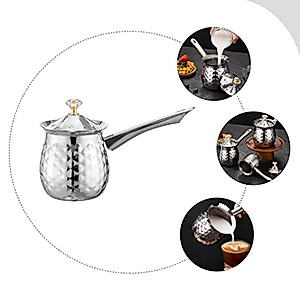 UPKOCH 1 Pc Milk Warmer Pot Saucepan: Stainless Steel Milk Steaming Pitcher Butter Warming Pot Turkish Coffee Pot Hot Chocolate Pot for Home Kitchen
