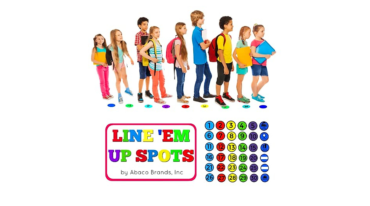 Classroom Floor Decals - 36 Multicolored Number Spots for Learning