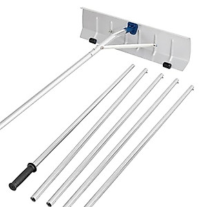 Goplus Snow Roof Rake, 5ft-20ft Extendable Aluminum Snow Removal Tool Shovel with Wheels, 26" Blade & 5-Section Tubes for Snow Leaves Debris Car, Scratch Free