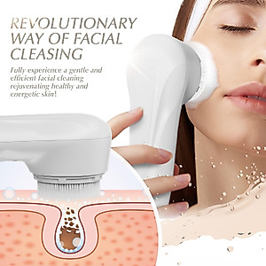 BONNIEFACE Sonic Facial Cleansing Brush for Deep and Through Facial Cleansing, Waterproof Face Scrubber and Ultimate Blackhead Remover for Daily Skin Care, Rechargeable and Gentle Face Exfoliator