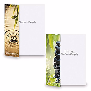 Thoughts of Peace Sympathy Greeting Cards - Set of 8 (4 Designs), Large 5" x 7", Sympathy Cards with Sentiments Inside, White Envelopes