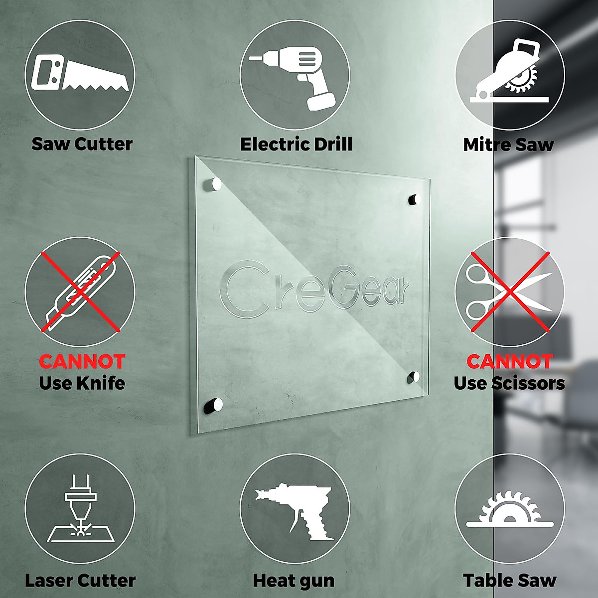 Plexiglass Sheets Clear Acrylic Sheets - 6 Pieces of CreGear 12" x 12" 0.04" Thick Transparent Plexi Glass, for Craft, Photo Frame, Signs, DIY Display Projects - Cut to Size with Laser or Saw Tools