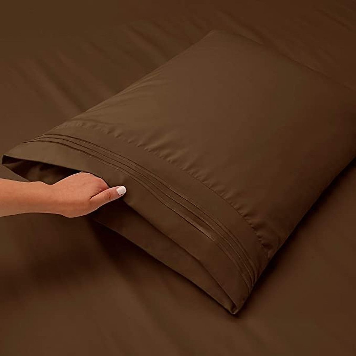 KAYLEN HOME 1800 TC Deep Pocket Full Size Sheets Set up to 16" - Hotel Luxury Extra Soft Brushed Microfiber 4 PC Bed Sheet Set, Chocolate