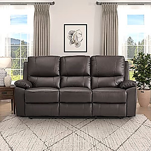 Lexicon Farmington Wall-Hugger Manual Double Reclining Sofa, Brown