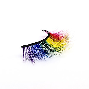 MISSLADY 25mm Colored Lashes 30 Color/Style Options 3D Real Mink Strip Eyelashes Green and White Mink Lashes (M3D-425, 25mm, 1 Pair, Gift Box)