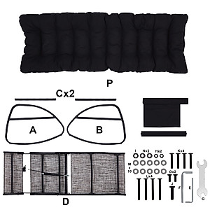 Patio Rocking Chairs with Armrest&Pockets Rocker Lounger with Removable Cotton Pads Suitable for Patio, Garden and Lawn (Black)