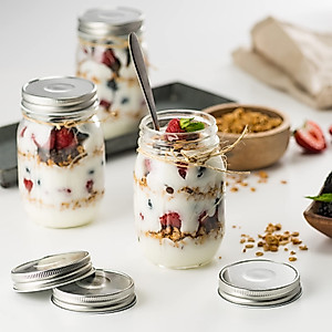 Chrismas Mason Jar Lids, Kook Lids, Regular Mouth, for Standard Mouth Mason Jars, Leak Free, Airtight Silicone Seal, Made in USA, Set of 16, (Silver)