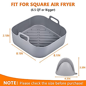 Air Fryer Silicone Pots, Silicone Air Fryer Basket with Heat-proof Gloves, Non Stick Food Safe Air Fryer Oven Accessories, Square Reusable Waterproof Oil-proof Food Grade Easy to Clean