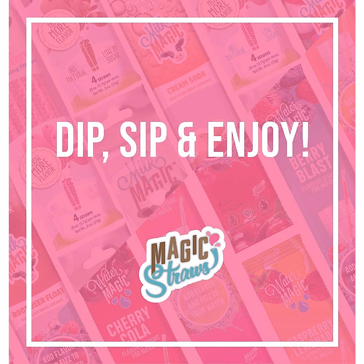 Milk Magic Milk Flavoring Straws, 4-Pack Bundle (16 count), Chocolate, Strawberry, Cotton Candy, Cookies & Cream Cereal Straws