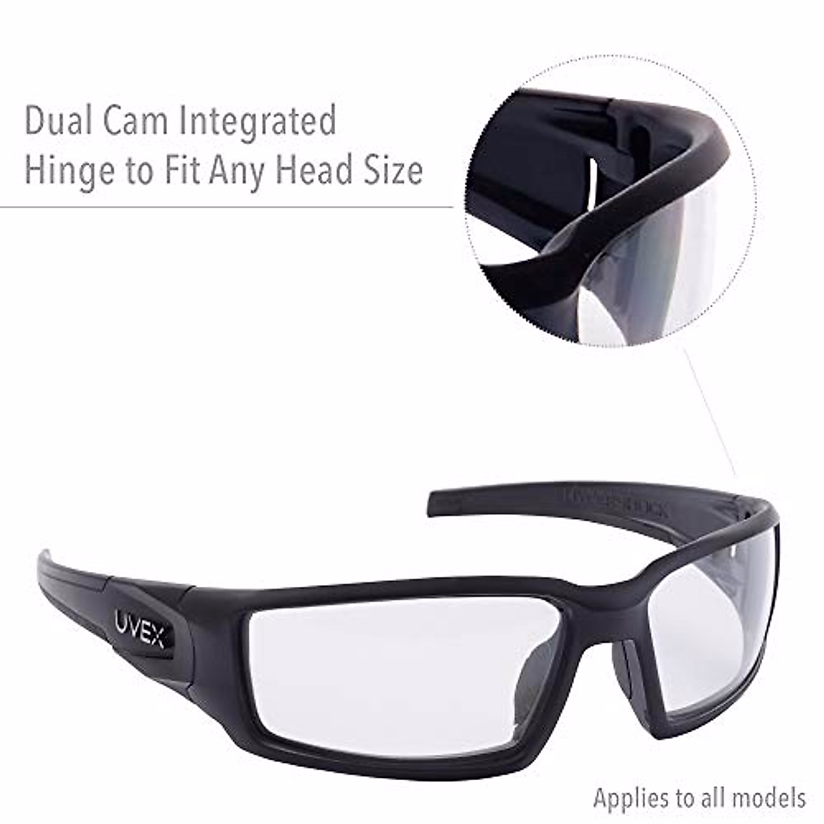 Uvex by Honeywell Hypershock Safety Glasses, Black Frame with Clear Lens & HydroShield Anti-Fog Coating (S2940HS) 5.6 x 1.7 inch