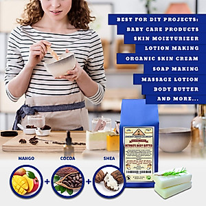 Ancient Health Remedies Organic Shea, Cocoa, Mango Butter ULTIMATE BODY BUTTER BLOCK 1 LB (16 oz) Raw, Unrefined Skincare Ingredient for Homemade DIY Lotion Making, Baby Care and Hand Cream (USA)