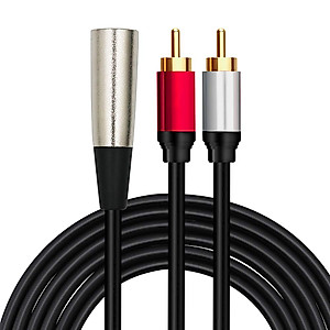 Yeung Qee XLR Male to 2RCA Male Y Splitter Patch Cable, 1 XLR Male 3 Pin to Dual RCA Male Plug Stereo Audio Cable Connector，for Microphone Mixing Console Amplifier。 (XLR Male to 2RCA,5ft/1.5m)