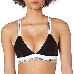 Calvin Klein Women's Modern Cotton Unlined Triangle Crossback Bralette, Black, X-Large
