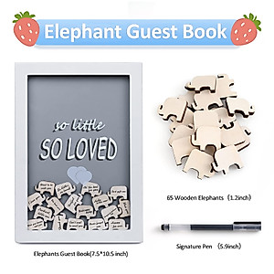 WOMRICH Boy Baby Shower Decorations Elephant Theme Set, Baby Shower Guestbook Elephant Sign Frame, It is a Boy Banners Elephant Garland Paper Lantern Paper Flower Pom Poms (Blue)