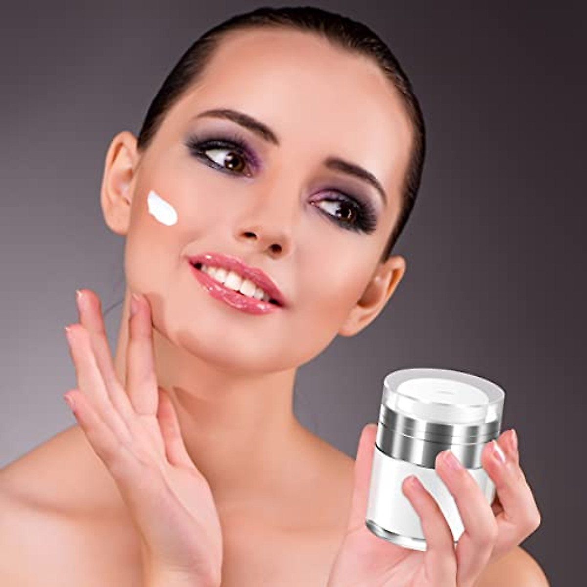 Cream Jar Vacuum Bottle, 4Pcs Refillable Airless Pump Jars with Pump Lid, Portable Travel Airless Cosmetic Container for Cream and Lotion, 1 oz