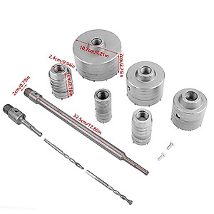 Drill Bit Set, 10pcs TCT Core Drill Bit Set SDS Plus Extension Shank Tungsten Masonry Diamond Hole Cutters for Concrete Stone Granite Marble Tiles Ceramic