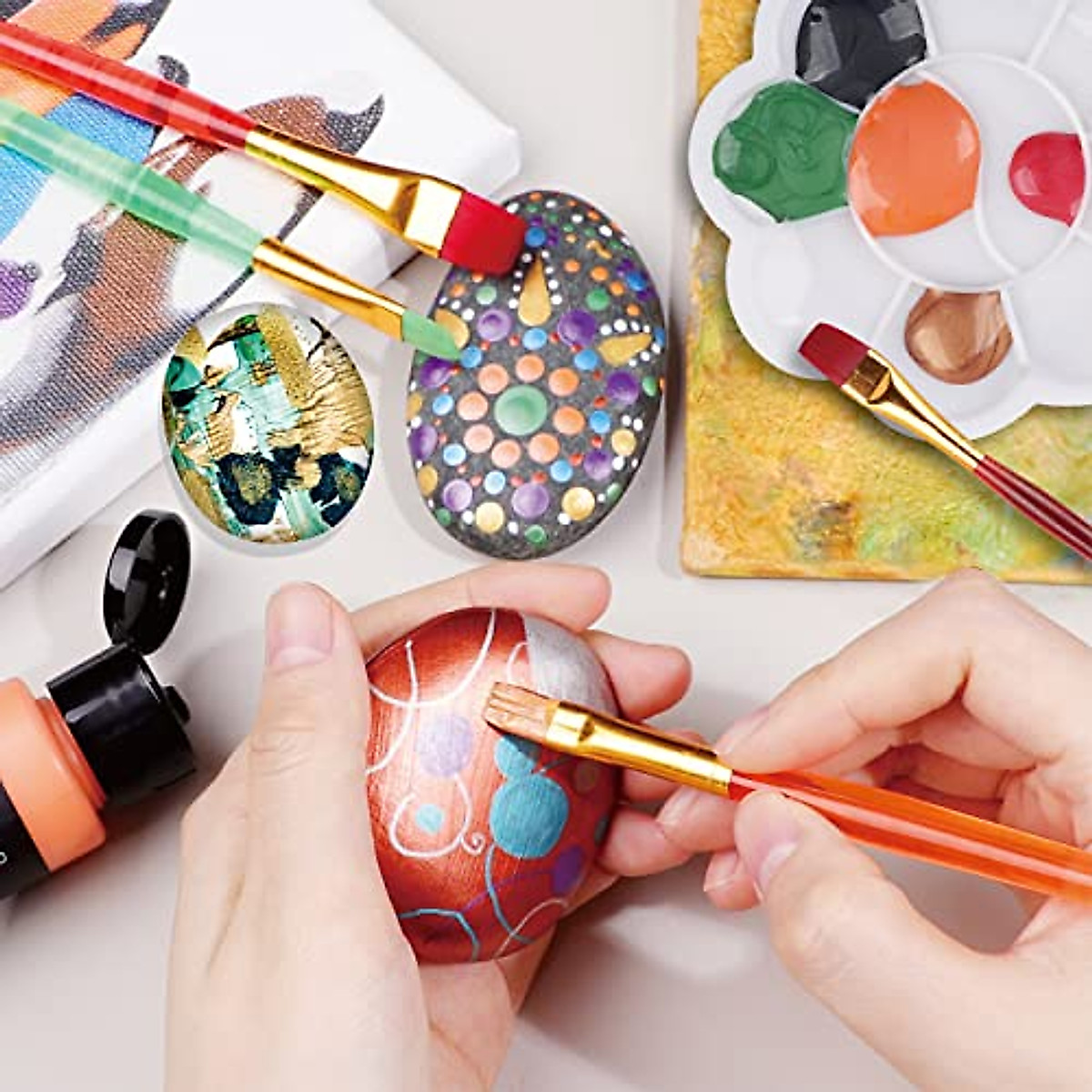 Metallic Acrylic Paint Set 18 Colors Metallic Paints Non Toxic for Artists Beginners Painting on Rocks Crafts Canvas Wood Fabric, Rich Pigment & No Fading, 2 Oz/Bottle