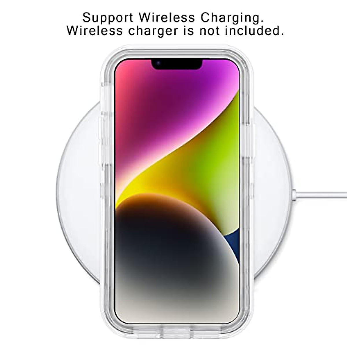 WOLLONY for iPhone 14 Plus Clear Case 3 in 1 Hybrid Heavy Duty Protection Shockproof Hard Bumper Anti-Drop Full Body Protective CoverTransparent Rubber Anti-Scratch Case for iPhone 14 Plus 6.7 inch