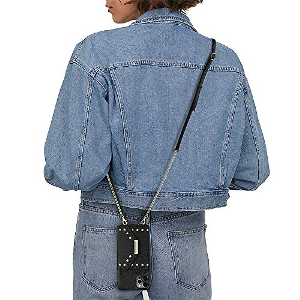 ZVE iPhone 7 Plus/8 Plus Wallet Case (Black)+ Black Replacement Chain Strap