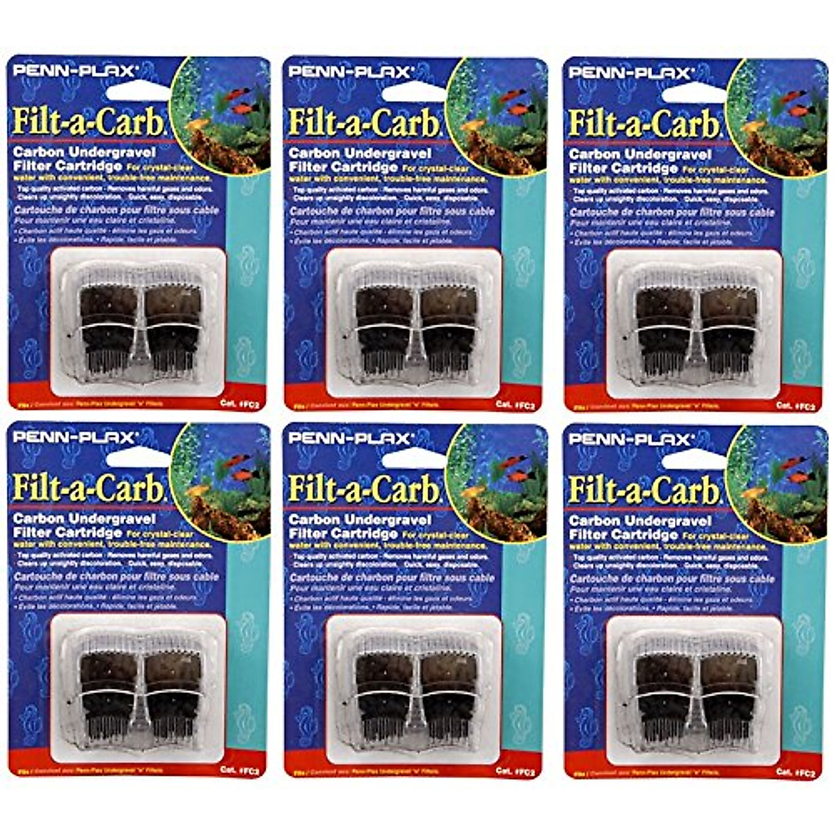 Penn Plax Filt-A-Carb for Multi-Pore and Undergravel "E" Filters- 12 Total (6 Packs with 2 per pack)