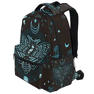 MNSRUU School Backpack Butterfly Skull Mysticism College Knapsack Laptop Rucksack Business Travel Computer Bookbags for Adult Teen One Size