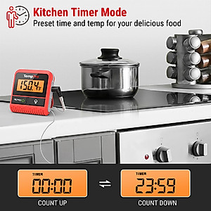 TempPro H06B 500FT Wireless Meat Thermometer Digital with Meat Probe,Meat Thermometer Digital Wireless with 3 Backlit Colors and Timer Mode, Remote Meat Thermometer for Grilling and Smoking