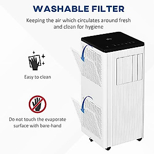HOMCOM 10,000 BTU Smart WiFi Portable Air Conditioners for Rooms Up to 237 Sq. Ft., Cool Dehumidifier Fan 3-in-1 Portable AC Unit with Remote, 24H Timer, Window Mount Kit Included, White