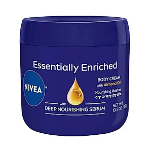 NIVEA Essentially Enriched Body Cream, Moisturizing Cream for Dry and Very Dry Skin, Enriched with Deep Nourishing Serum and Almond Oil 13.5 Oz Jar