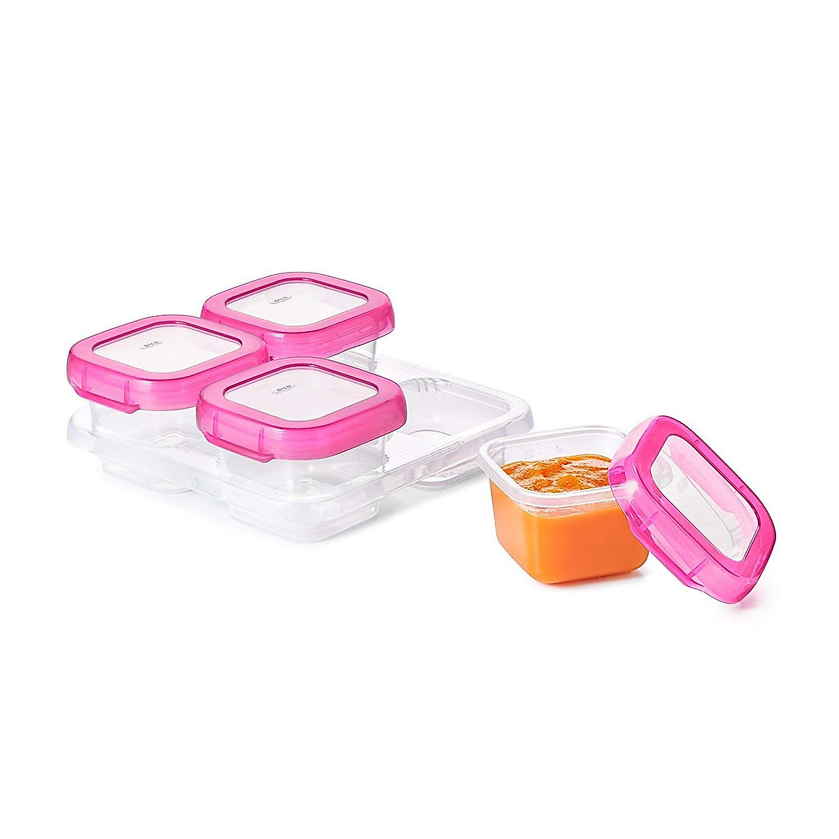 OXO Tot Baby Blocks Freezer Storage Containers, Pink, Set of 10