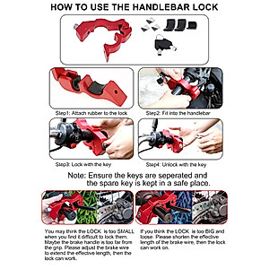 Windance Motorcycle Anti Theft Lock,Heavy Duty Front Brake Lock,Throttle Grip Clutch Brake Lever Handlebar Protection (Blue, L)