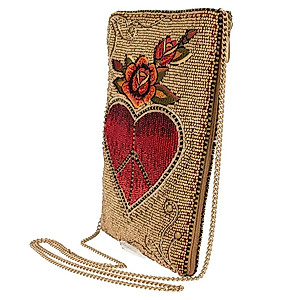 Mary Frances I Love Peace Beaded Mini Crossbody Clutch Handbag, Multi