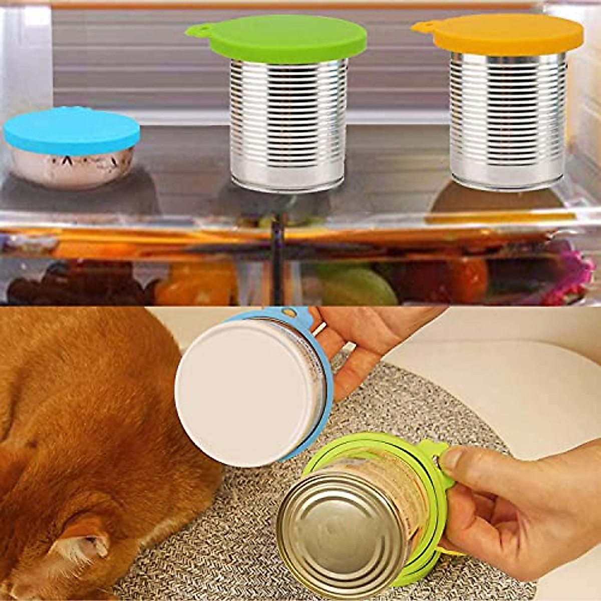 Muluo 5 Pieces Food Can Lids, 3 Pcs Pet Can Covers, 2 Food Spoon Fits All Standard Size Dog and Cat Can Tops