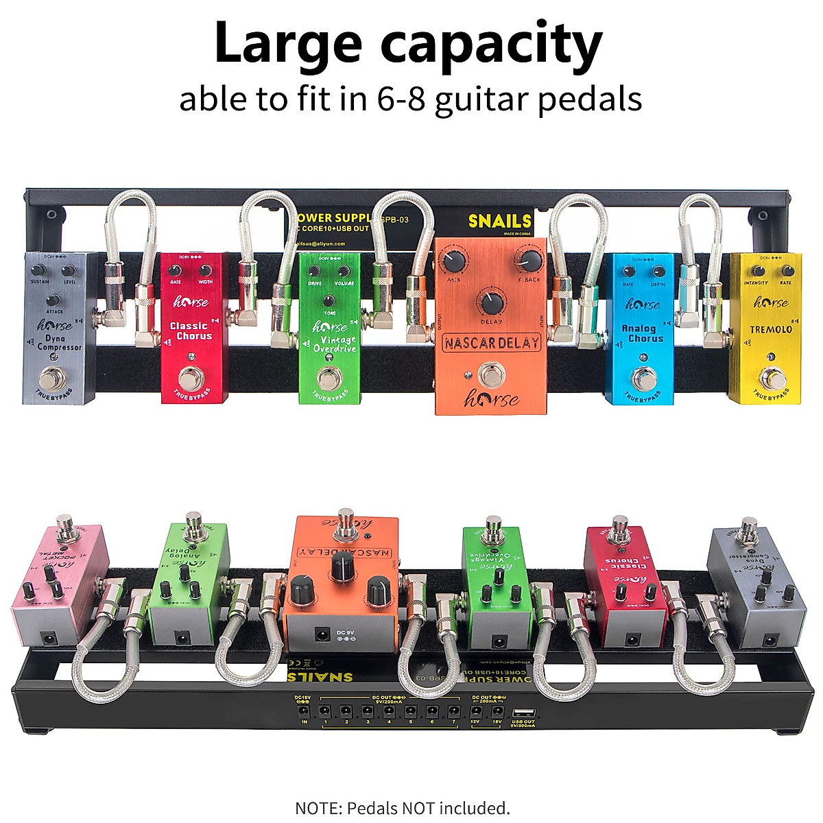 Pedal Board,With Completely Isolated Power Supply ,19*5 Inch 1.8 LB Aluminium Alloy Guitar Pedalboard, Included Carrying Bag , Pedal Cable,Adapter,40*1.2 Inch Self Adhesive Hook Loop Tape,Cable Ties