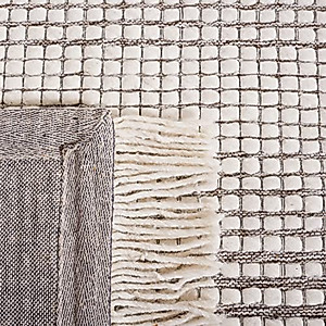 Safavieh Marbella Collection 8' x 10' Ivory/Dark Brown MRB208T Handmade Contemporary Fringe Wool Area Rug