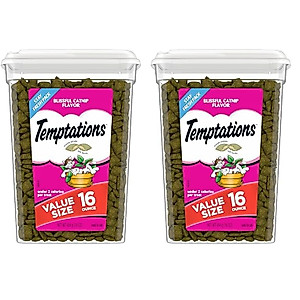Temptations Classic Crunchy and Soft Cat Treats Blissful Catnip Flavor, 16 Ounce (Pack of 2)