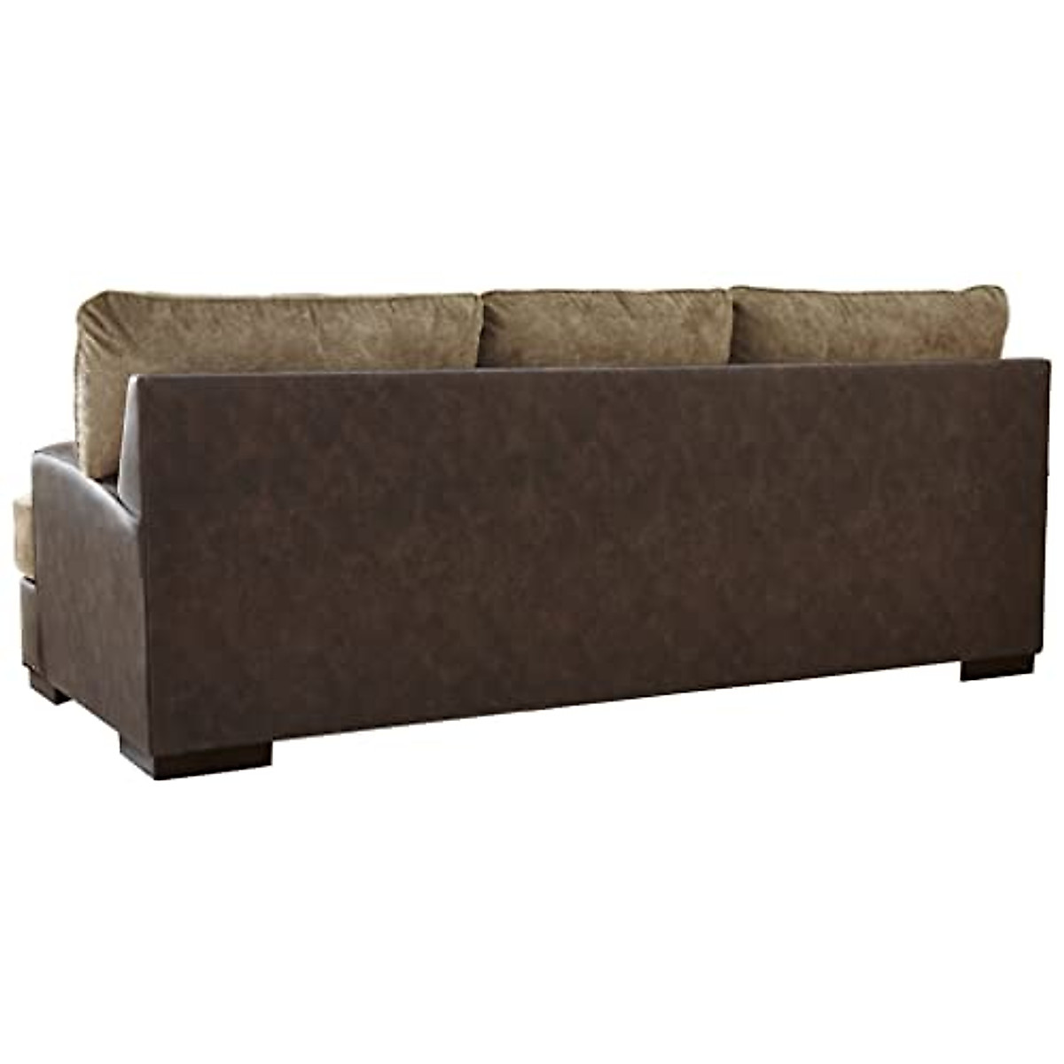 Signature Design by Ashley Alesbury Casual Faux Leather Sofa, Dark Brown & Light Brown