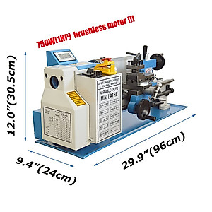 TECHTONGDA 1HP Metal Lathe Precision Bench Lathe Brushless Motor All Metal Gears Variable Speed Turning Machine MT4.5 1.26" Spindle Bore