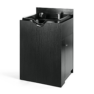 Beautystyle Shampoo Station Shampoo Bowl with Cabinet Portable Hair Wash Sink Black for Salon