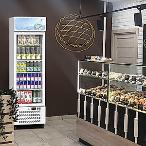 GarveeLife Commercial Merchandiser Refrigerator, 11.5 Cu.Ft,320L Beverage Refrigerator Cooler Merchandiser, Glass Door Display Refrigerator Upright Fridge With 4 Adjustable Shelves, Lightbox for Shop