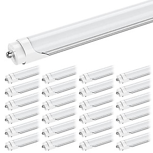 CNSUNWAY 8FT LED Bulbs, 45W 5400LM 6000K Super Bright, FA8 Single Pin LED Light Tube, Frosted Cover, Ballast Bypass, F96T12 Fluorescent Light Bulbs Replacement, ETL Listed (25-Pack)