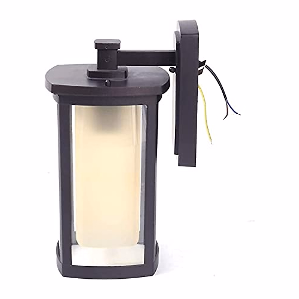 TAMSOI Outdoor Modern Garden Wall Light Lantern Exterior Clear Diffuser LED Compatible Wall Lamp Black Finish Wall Mount Sconce for Porch Garage Entrance
