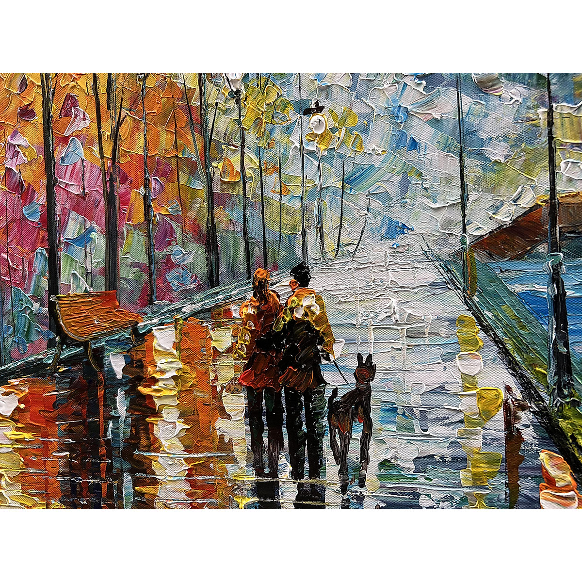 Alenoss Abstract Canvas Paintings 3D Modern Oil Paintings on Canvas 28x40 Inches Contemporary Colorful Landscape Wall Art Romantic Couples Blue Artwork for Home Decorations