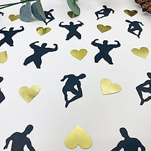 100 Pcs Male Dancers Glitter Table Confetti, Bachelorette Party Confetti Black and Gold Glitter Fiesta Confetti Bridal Shower Decor for Girls Night Out Pole Dance Party Confetti Decoration Supplies