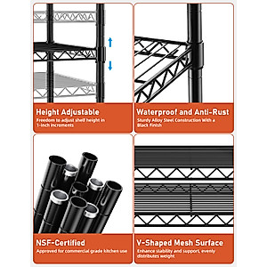 Simple Deluxe Heavy Duty 3-Shelf Shelving with Wheels, Adjustable Storage Units, Steel Organizer Wire Rack, 23" W x 13" D x 30" H, Black (HKSHLF23133003BPCLITE)