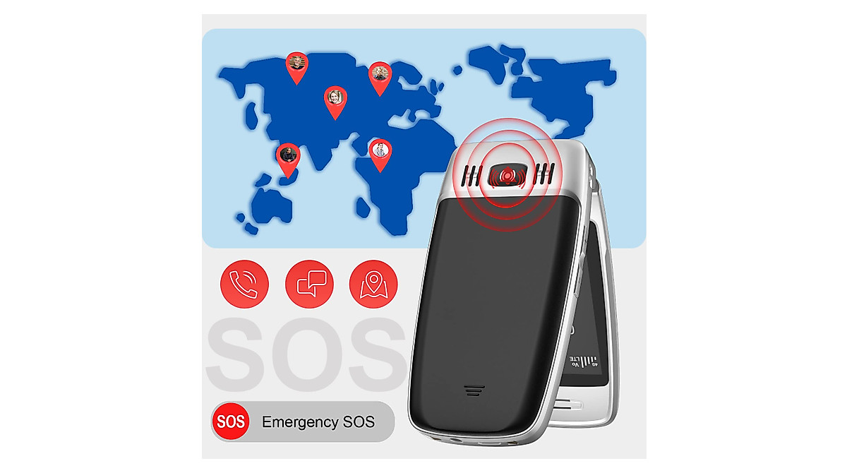 Easyfone T300 Senior Flip Phone with Loud Sound & SOS Button
